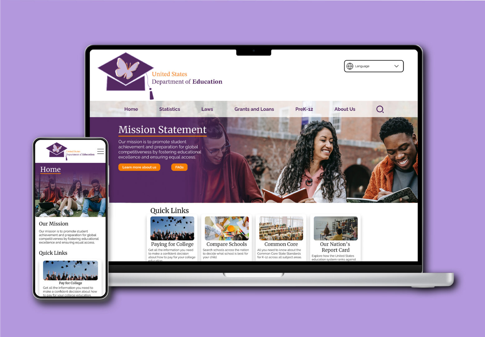 U.S. Department of Edu | Website Redesign – Lizzie Bloodworth